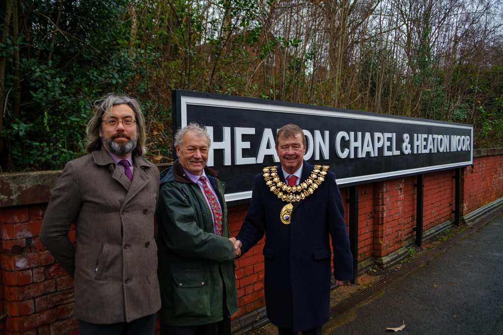 2018 Mayor opens sign - Friends Of Heaton Chapel Station