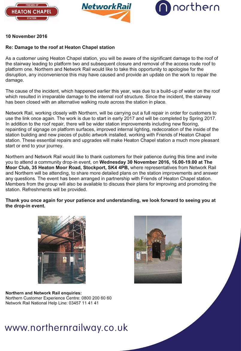2016 - Station rebuild announcement by FofHCS, Network Rail and ...